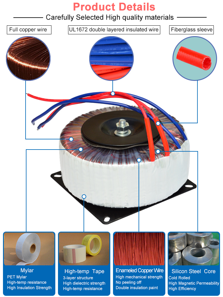 Single Phase Medical Isolation Toroidal Auto Transformer Copper Aluminum