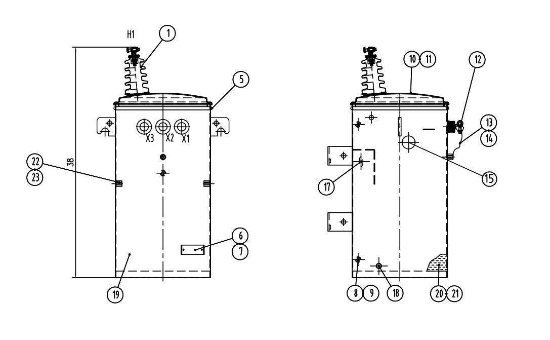 IEEE ANSI Overhead Installation Type Single Phase 15kva Pole Mounted ...
