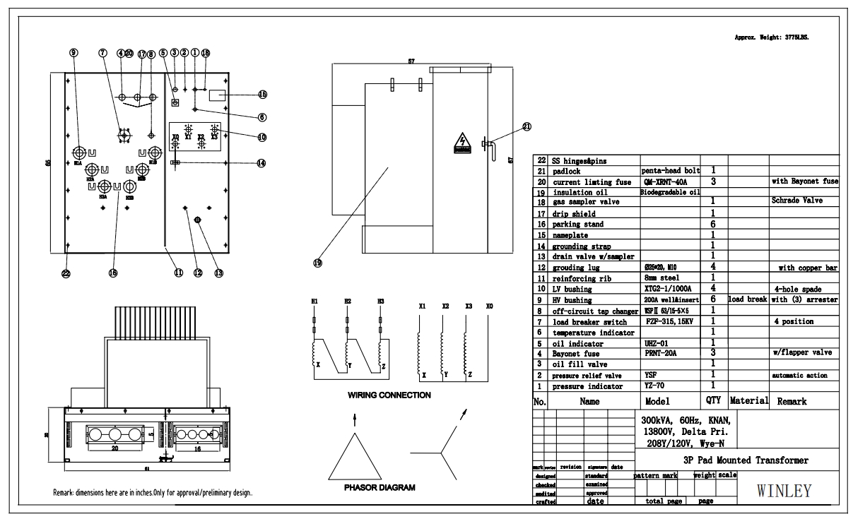 300Kva Three Phase Pad Mounted Transformer Loop Feed 12470GrdY/7200V To ...