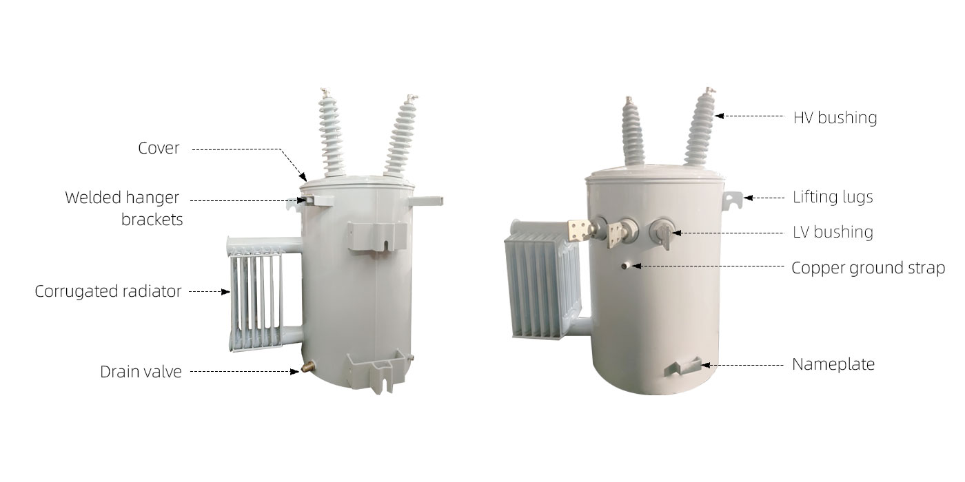 Single Phase Pole Mounted Transformer 23KV To 240V Meet ANSI IEEE Standards