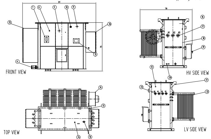 1500 KVA Substation Transformer Distribution Three Phase 4160V ANSI ...