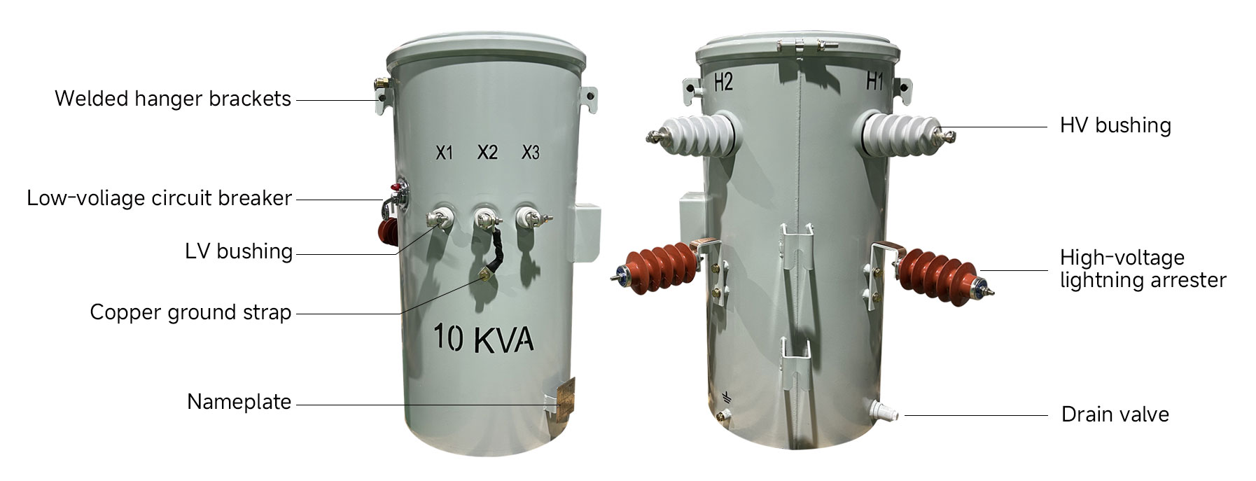 Single Phase Overhead Pole Mounted Distribution Transformer 167kva 12kv